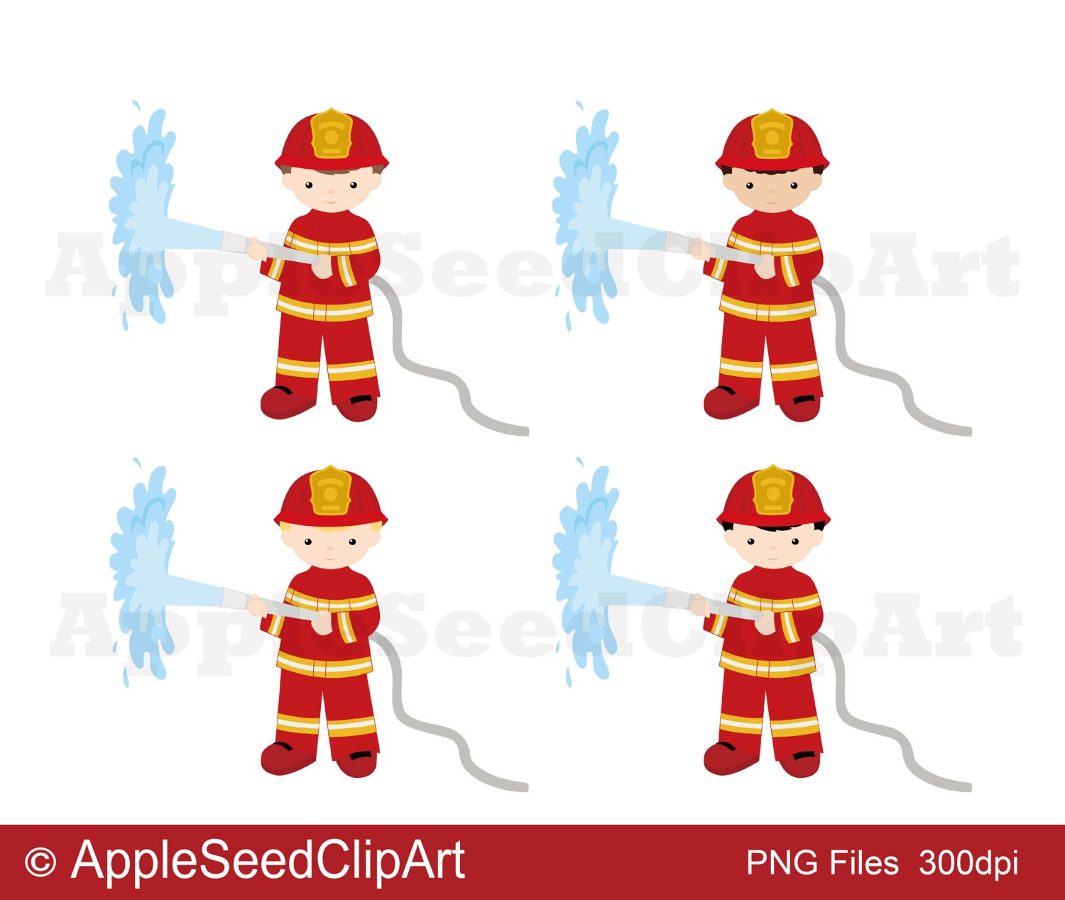 Firefighters Digital Clip Art, Fire Engine Digital Clip Art, Fire Truck ...