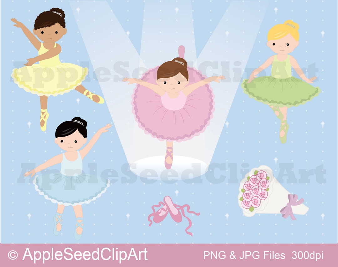 Ballerina Digital Clip Art, Ballet Digital Clip Art, Cute Little Girls ...