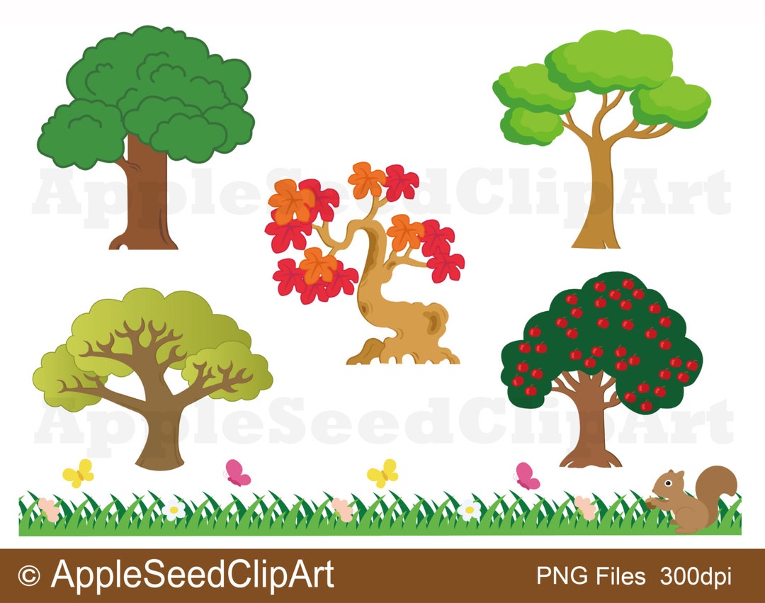 Trees Digital Clip Art, Instant Download, Grass Digital Clip Art ...