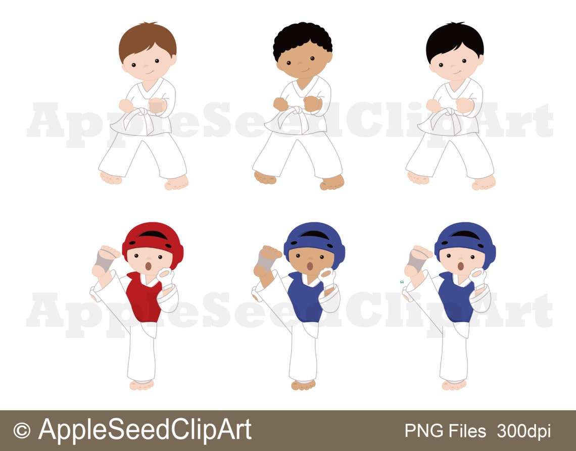 Karate Kids Digital Clip Art, Tae Kwon Do Digital Clip Art, Cute Little ...