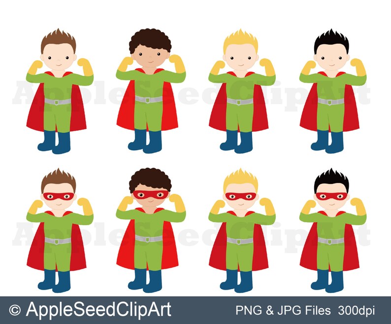 Super Boys Digital Clip Art, Instant Download, Super Hero Clipart ...