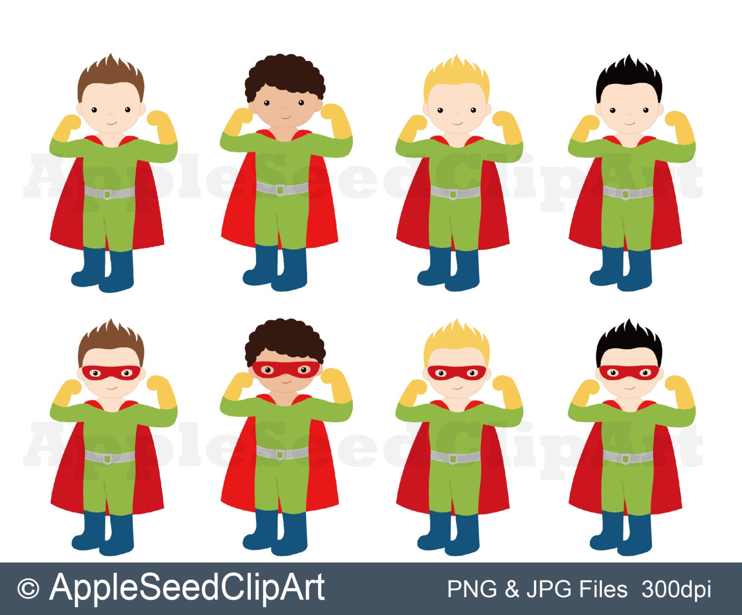 Super Boys Digital Clip Art, Instant Download, Super Hero Clipart ...