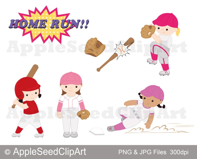 Baseball Player Digital Clip Art, Baseball Digital Clip Art, Cute ...