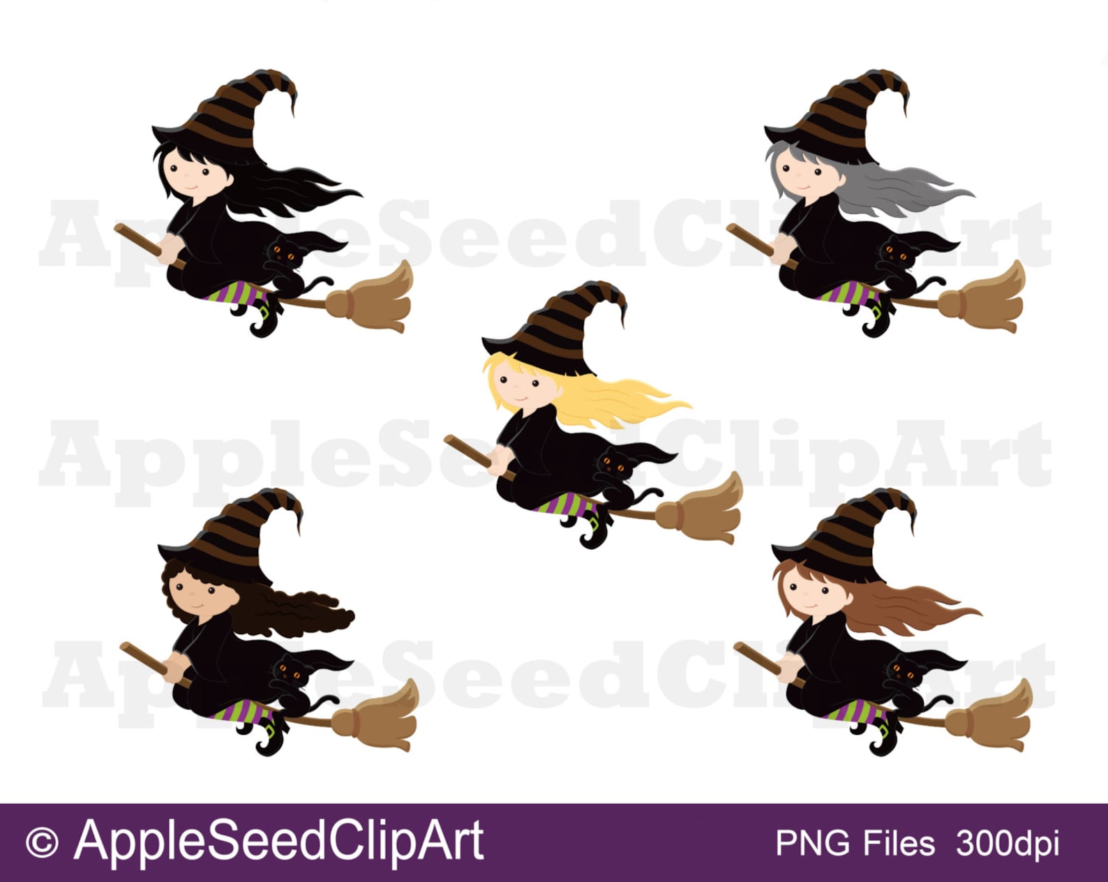 Halloween Digital Clip Art, Little Witches Digital Clip Art, Party ...