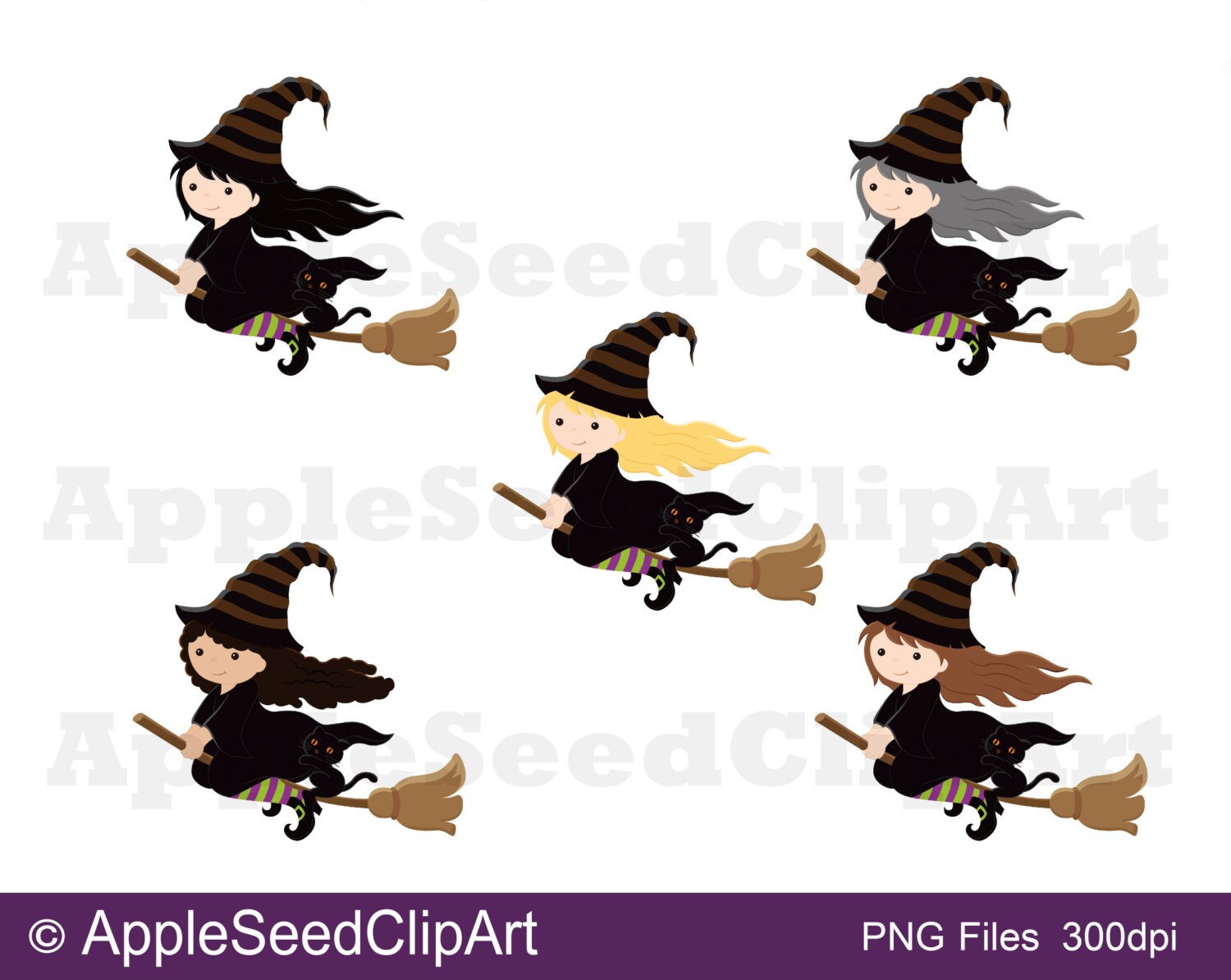 Halloween Digital Clip Art, Little Witches Digital Clip Art, Party ...