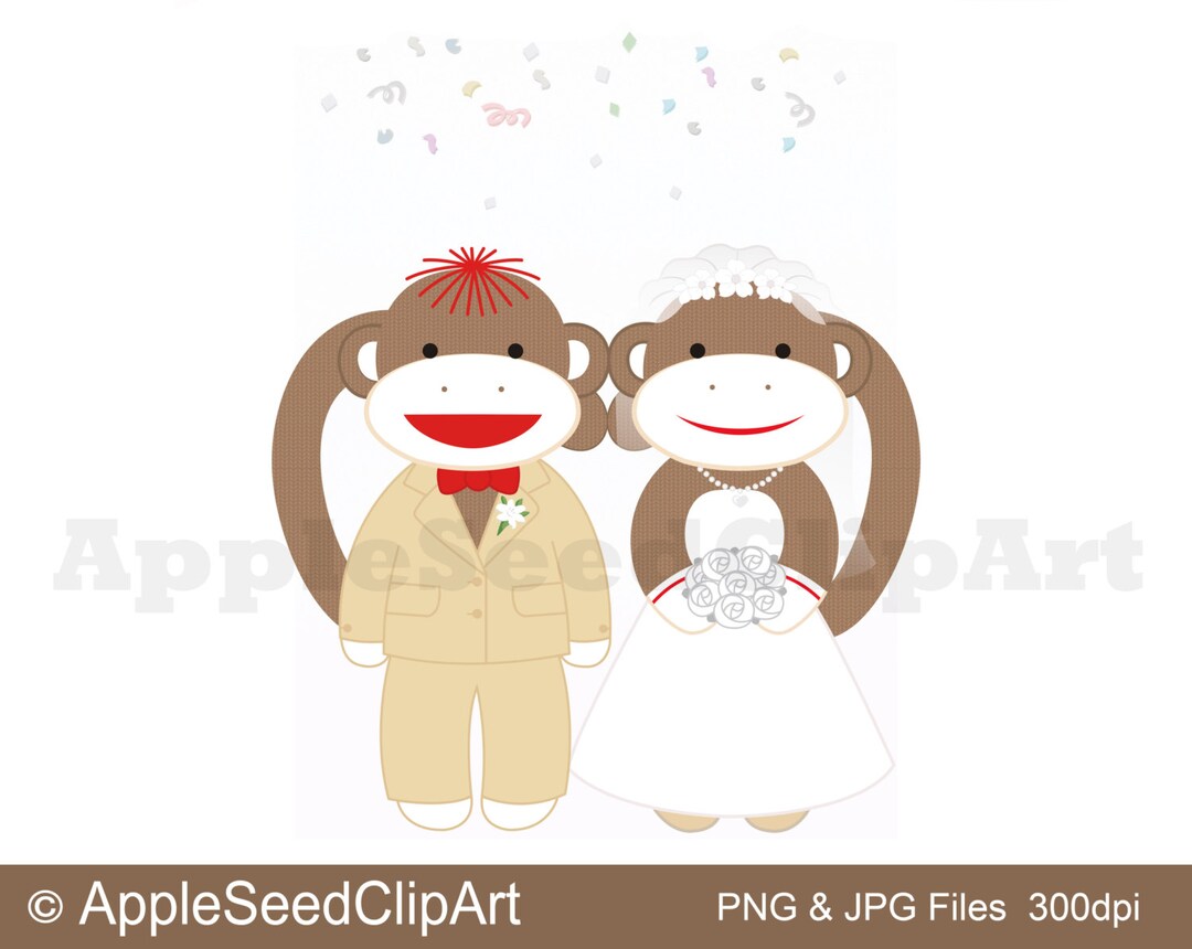 Sock Monkey Digital Clip Art, Wedding Digital Clip Art, Instant ...