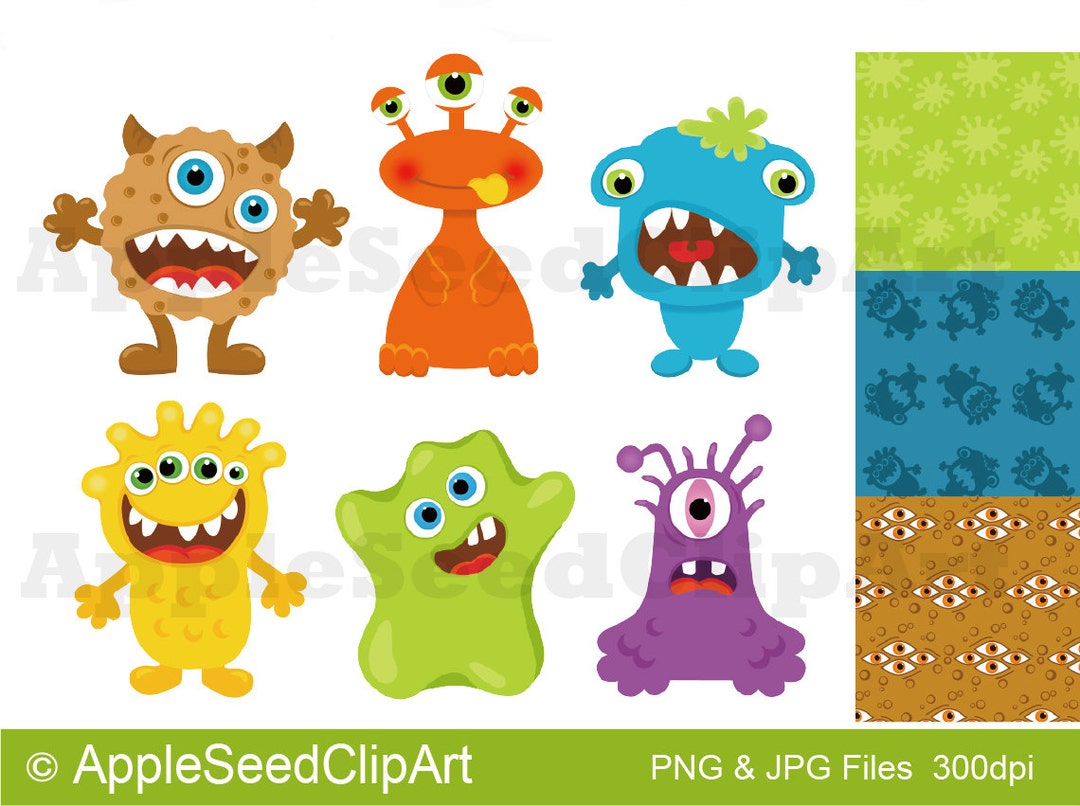 Monsters Digital Clip Art, Cute Monster Digital Clip Art, Instant ...