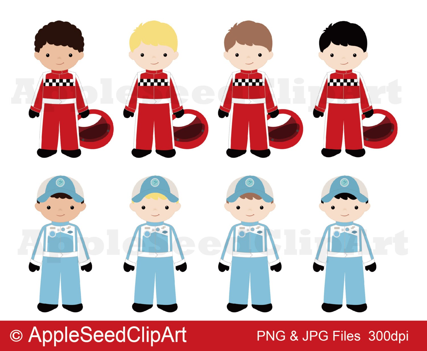 Race Car Digital Clip Art, Instant Download, Cute Boys Digital Clip Art ...