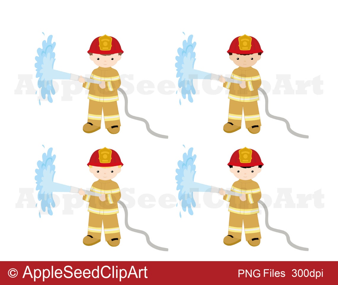 Firefighter Digital Clip Art, Fire Engine Digital Clip Art, Fire Truck ...