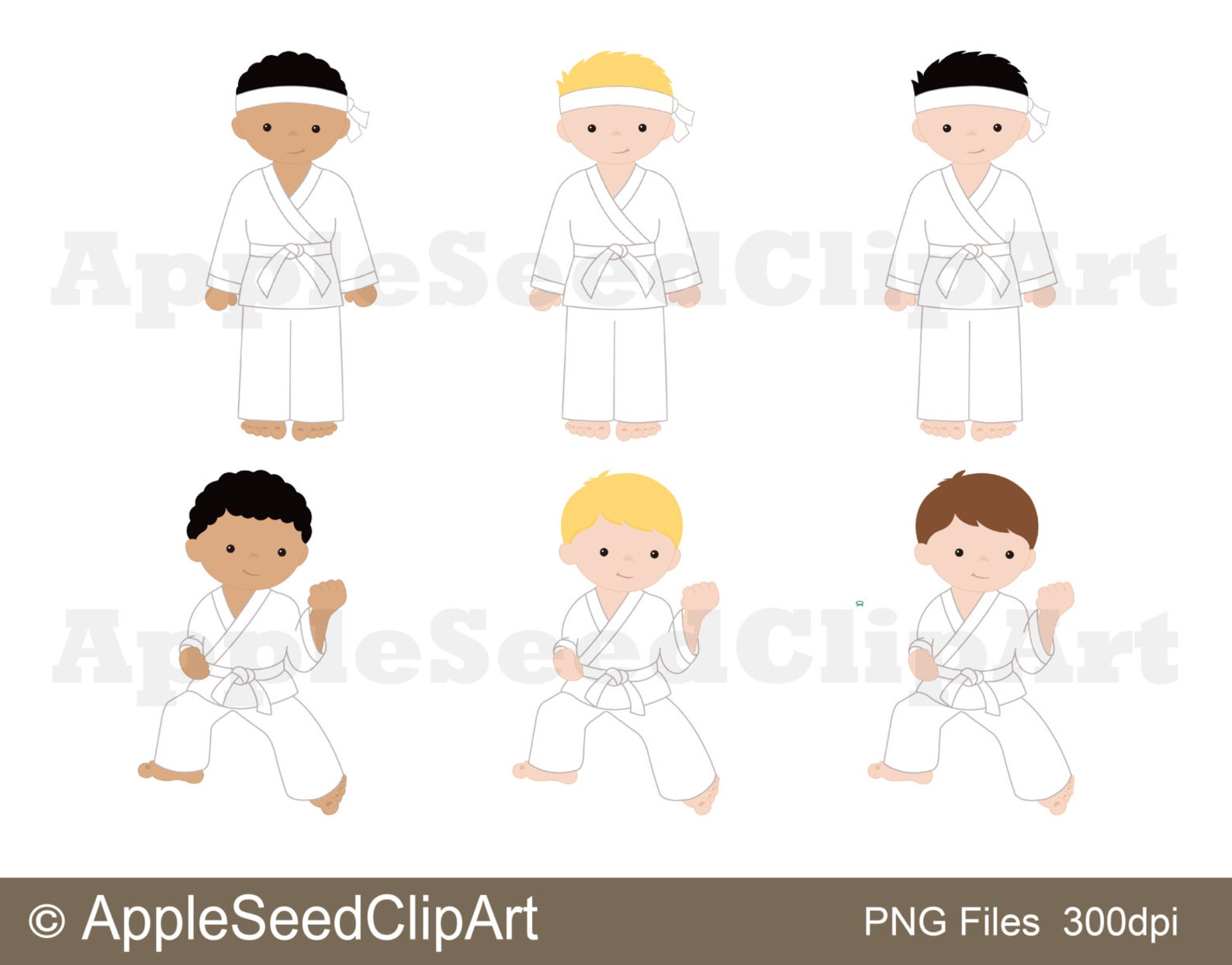Karate Kids Digital Clip Art, Tae Kwon Do Digital Clip Art, Cute Little ...