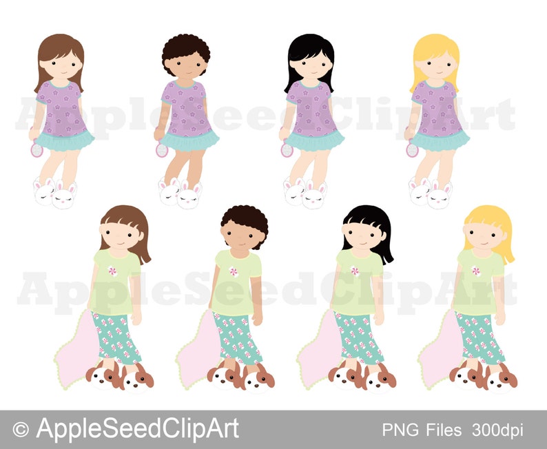 Girls Night Over, Sleepover Digital Clip Art, Instant Download, Pajama ...