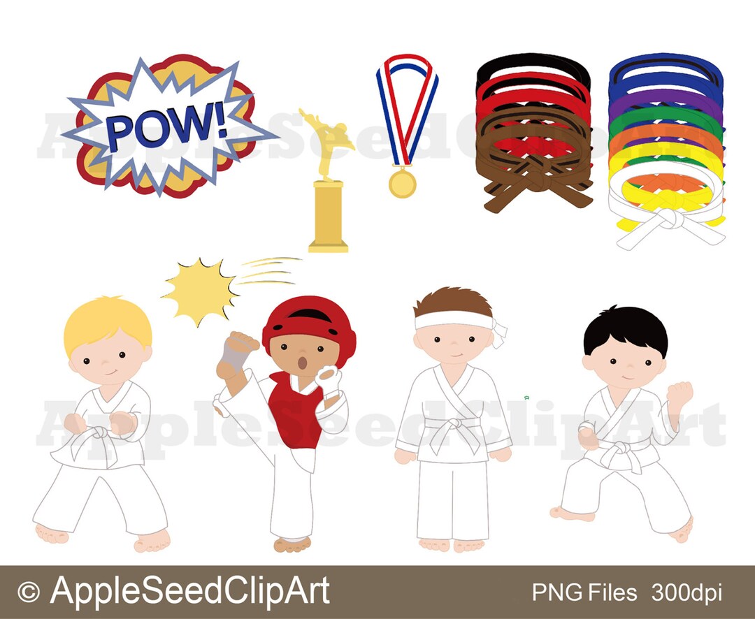 Karate Kids Digital Clip Art, Tae Kwon Do Digital Clip Art, Cute Little ...