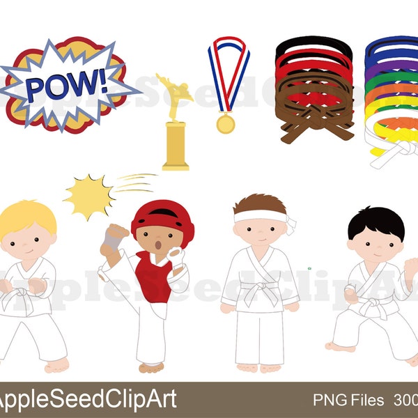Cute Karate Clipart - Etsy
