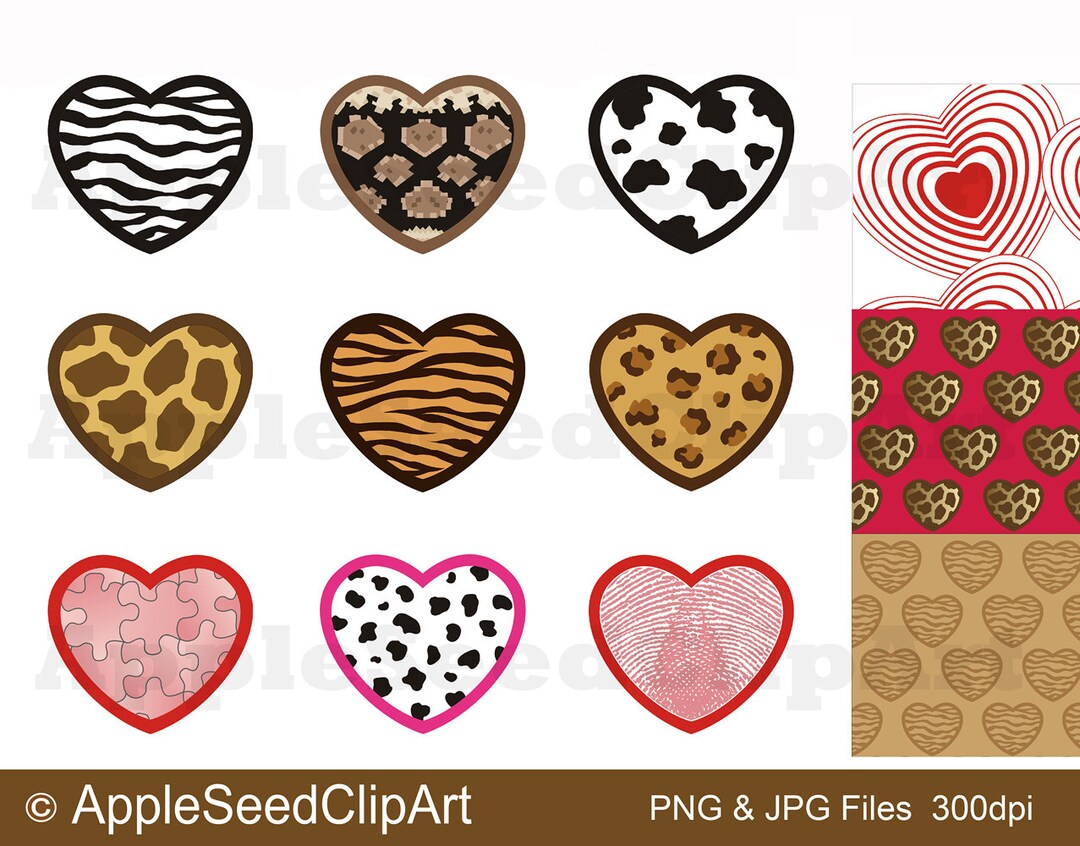 Wild Hearts Digital Clip Art, Valentines Day Digtial Clip Art, Love ...