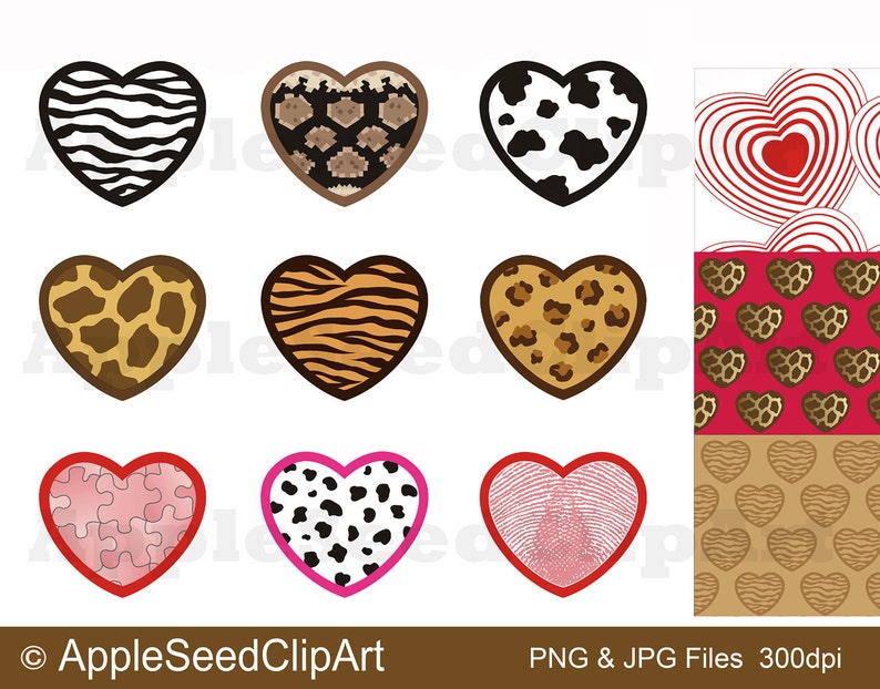 Wild Hearts Digital Clip Art, Valentines Day Digtial Clip Art, Love ...