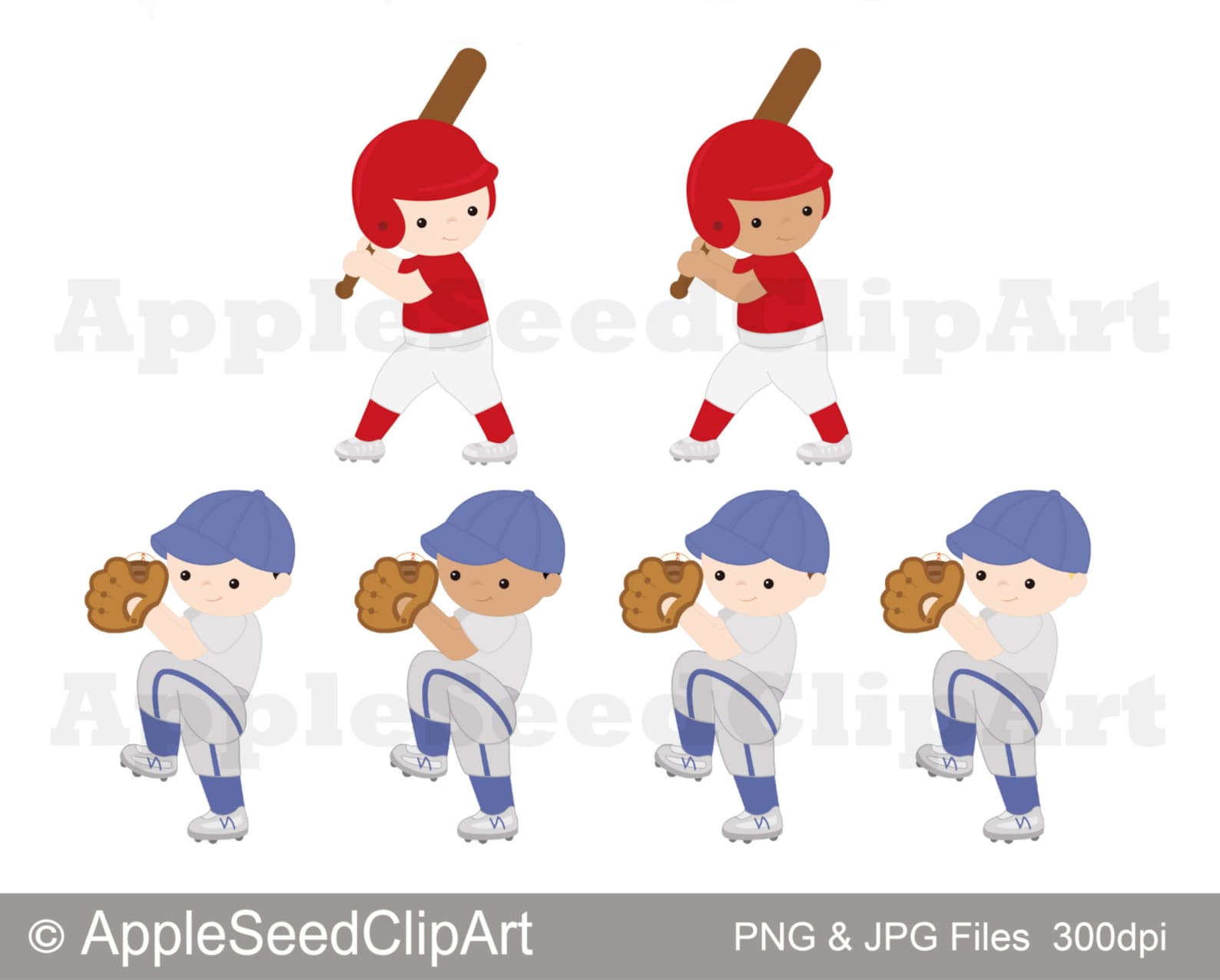 Baseball Player Digital Clip Art, Baseball Digital Clip Art, Cute ...