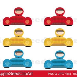 Race Car Digital Clip Art, Instant Download, Cute Boys Digital Clip Art ...