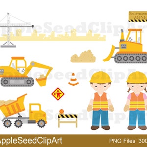 Construction Digital Clip Art, Truck, Dump Truck, Bulldozer Digital ...