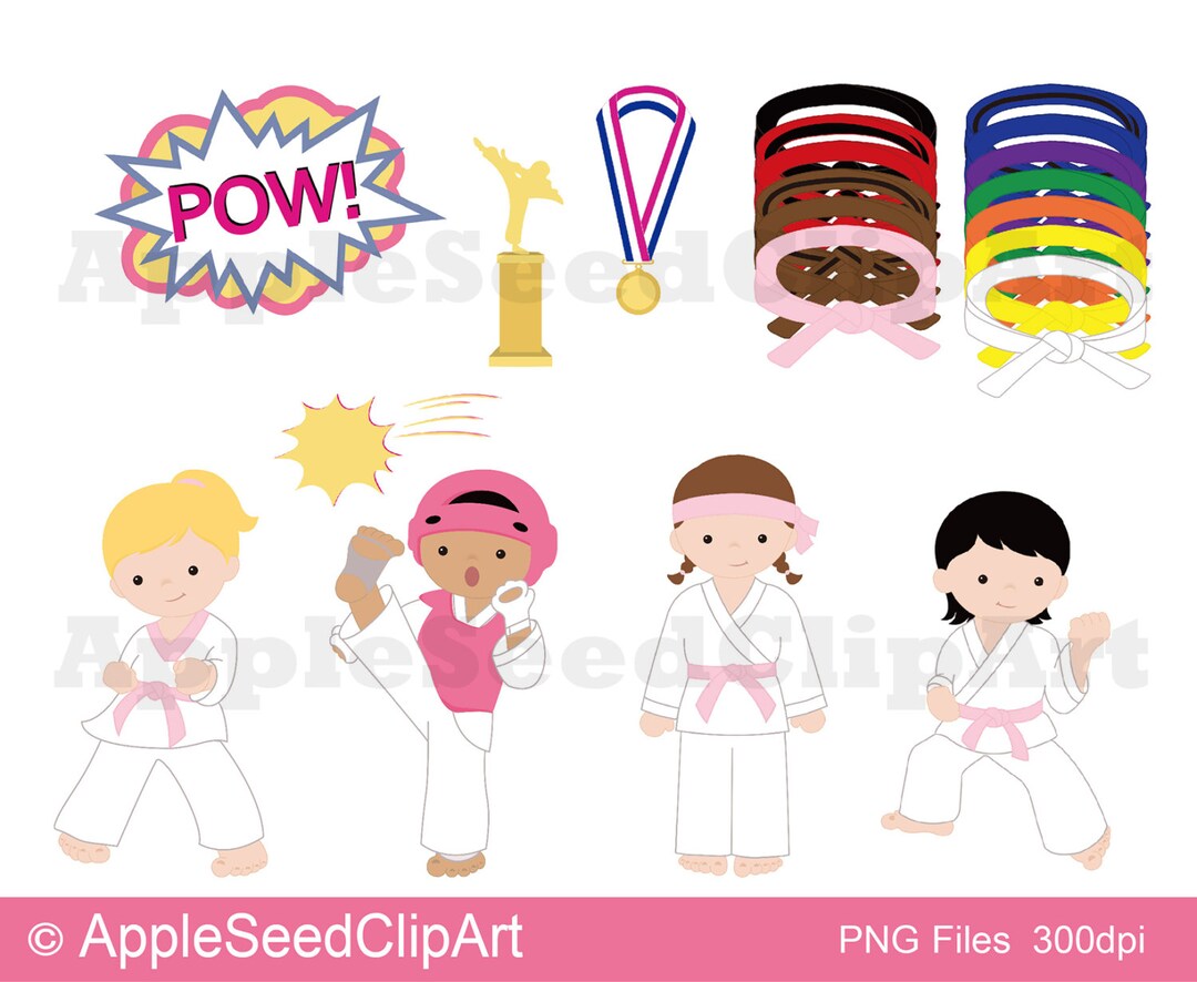 Karate Kids Digital Clip Art, Tae Kwon Do Digital Clip Art, Cute Little ...