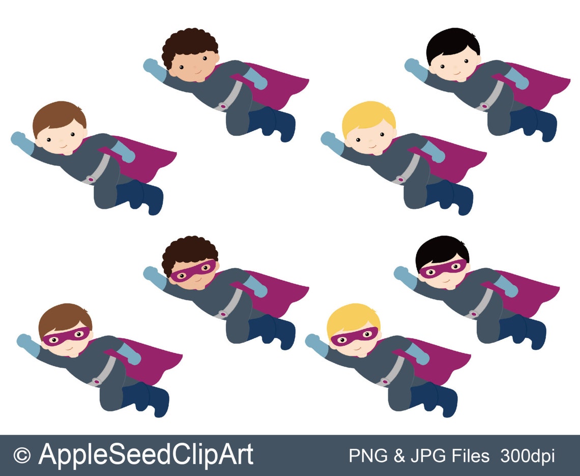 Super Boys Digital Clip Art, Instant Download, Super Hero Clipart ...