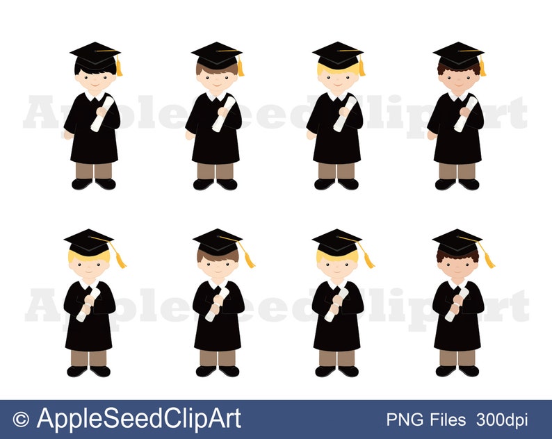Graduation Day Digital Clip Art, Boys Graduate Digital Clip Art ...