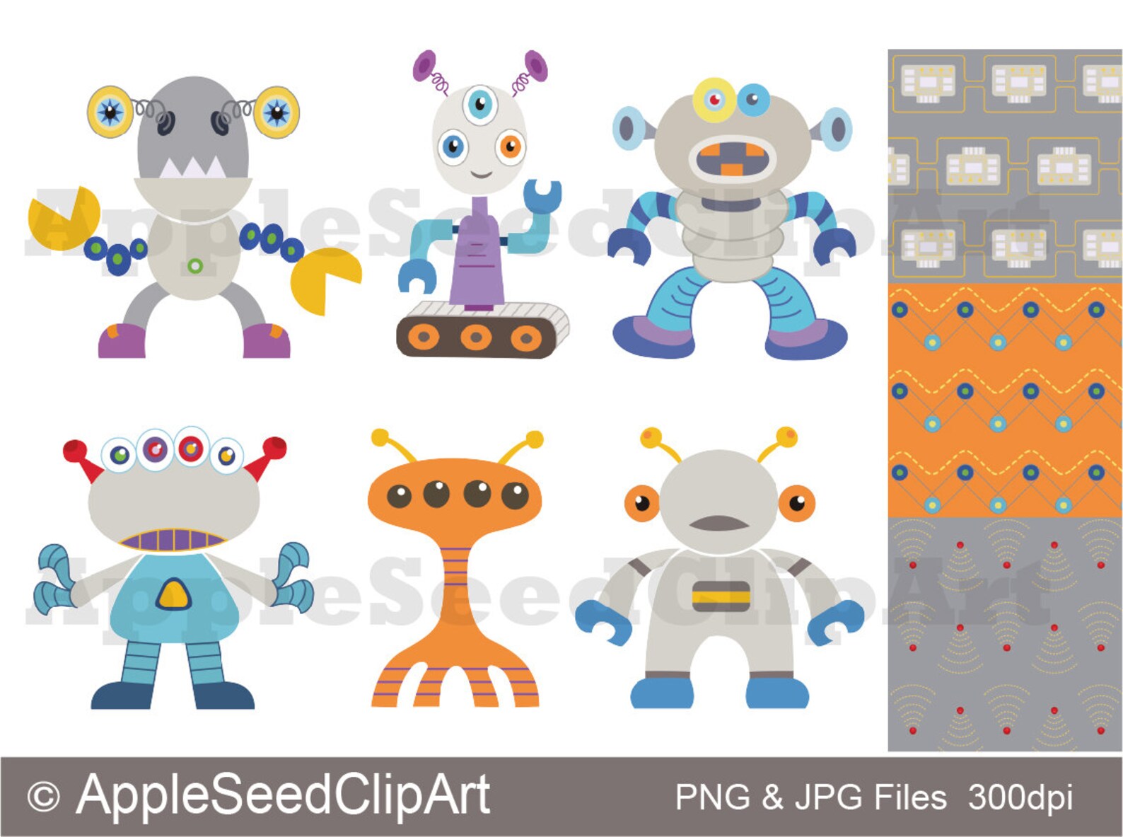 Robots Digital Clip Art, Aliens Digital Clip Art, Instant Download - Etsy