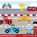 Race Car Digital Clip Art, Instant Download, Cute Boys Digital Clip Art ...