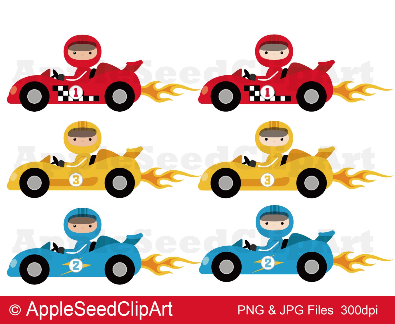 Race Car Digital Clip Art, Instant Download, Cute Boys Digital Clip Art ...