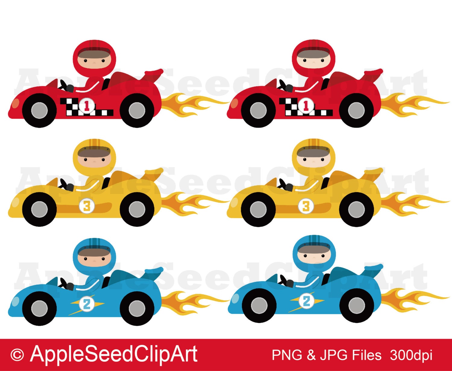 Race Car Digital Clip Art, Instant Download, Cute Boys Digital Clip Art ...