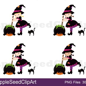 Halloween Digital Clip Art, Little Witches Digital Clip Art, Party ...