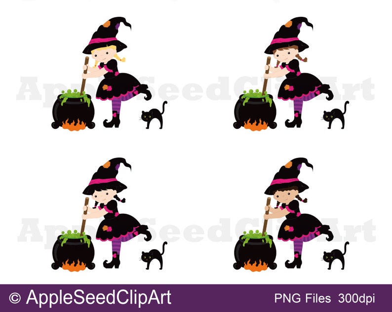 Halloween Digital Clip Art, Little Witches Digital Clip Art, Party ...