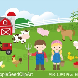Farm Animals Digital Clip Art, Barnyard Digital Clip Art, Farmer ...