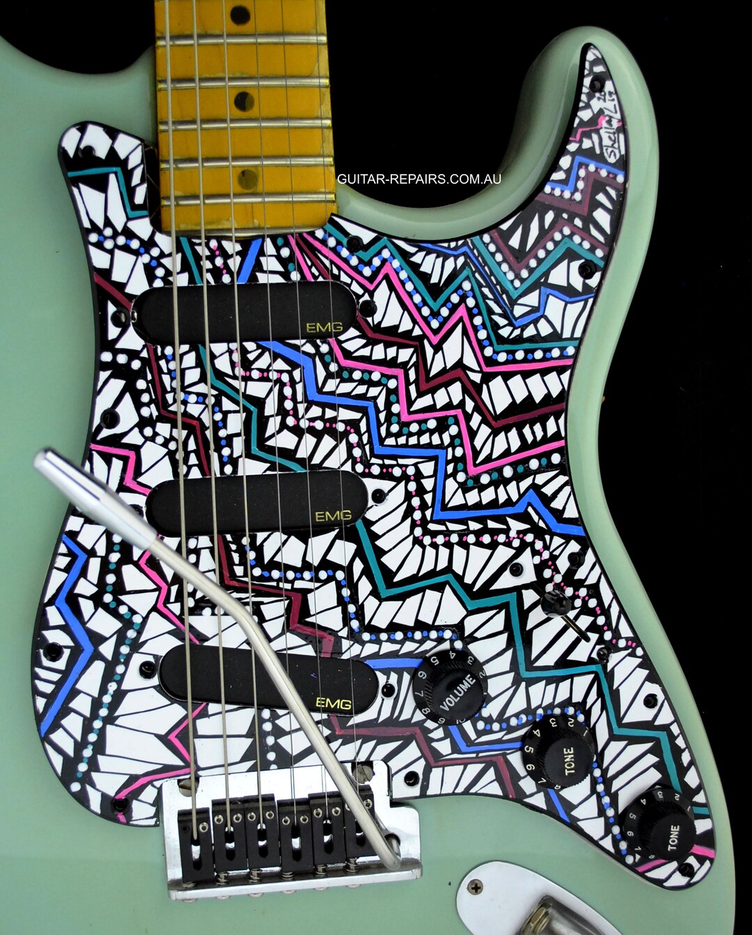 Stratosphere, A Handpainted Stratocaster Guitar Scratchplate. Fender ...
