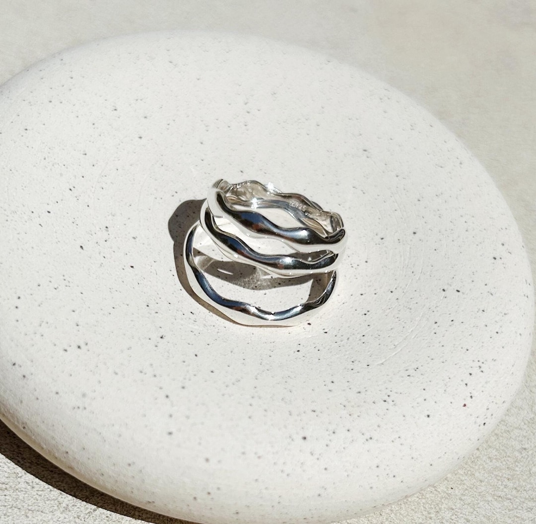 Silver Wave Ring, Sterling Silver Bubble Ring, Wavy Bubble Ring, Ebb ...