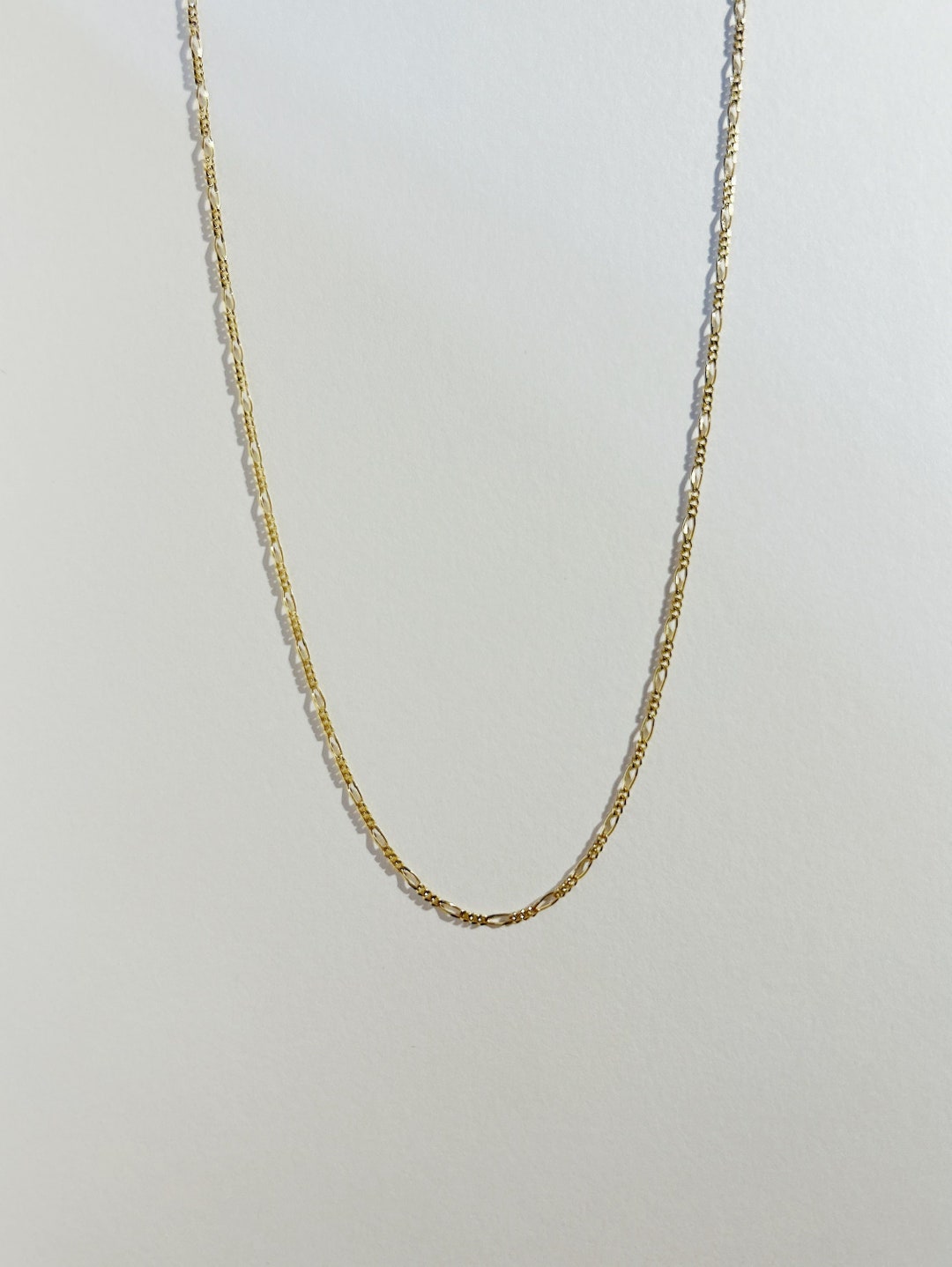 FIGARO GOLD CHAIN, 14k Solid Gold Novelty Chain, Textured Gold Chain ...