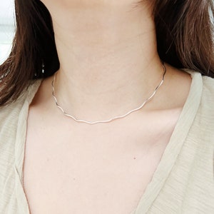 The Wave, Wavy Silver Necklace, Omega Chain Sterling Silver, Silver ...