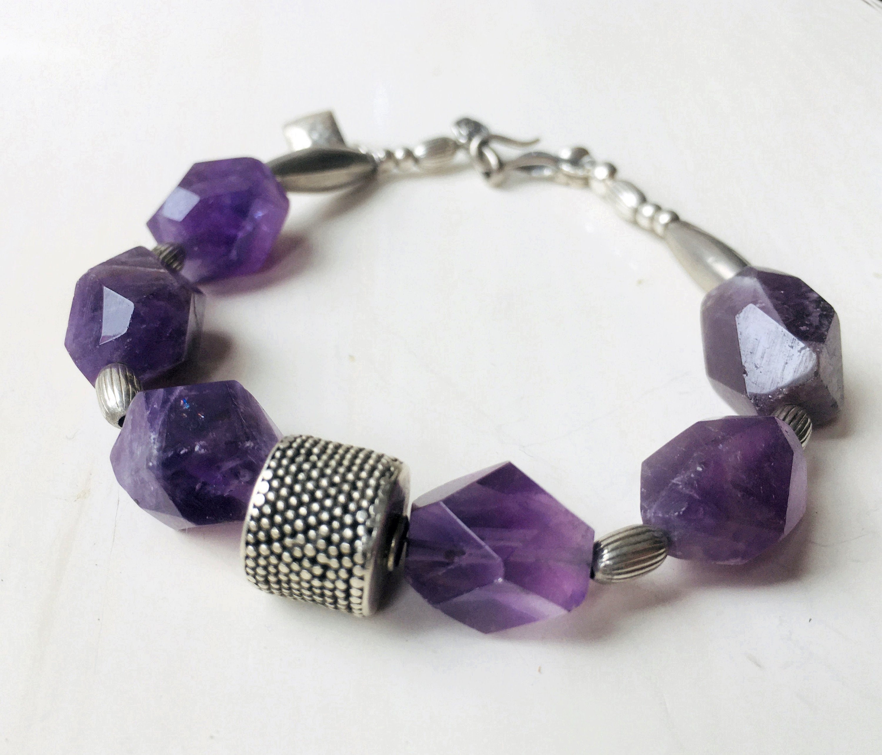 Unique Amethyst Bracelet Beaded Jewelry Faceted Amethyst | Etsy