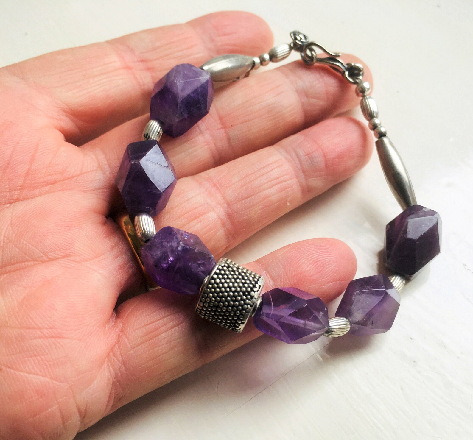 Unique Amethyst Bracelet Beaded Jewelry Faceted Amethyst - Etsy