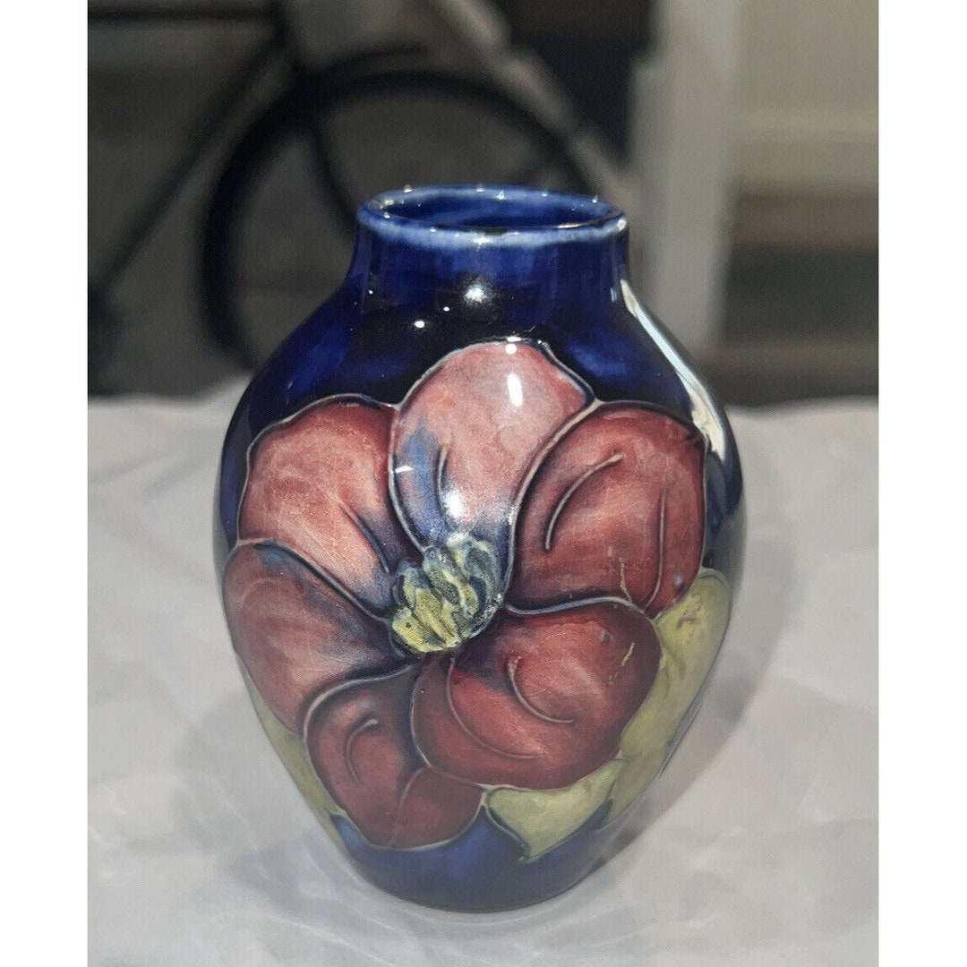 Moorcroft Art Pottery Vase With Flowers Marked - Etsy