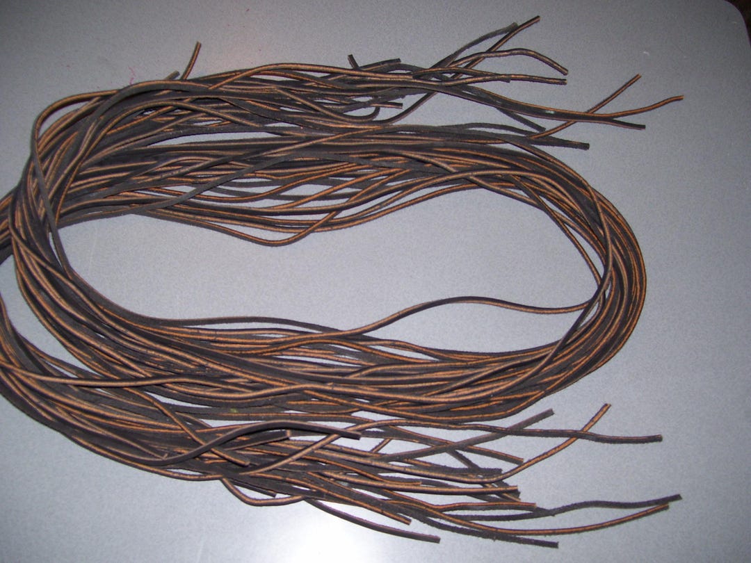 One Pair of 45" Two Tone Brown Rawhide Leather Boot / Shoe Laces ...