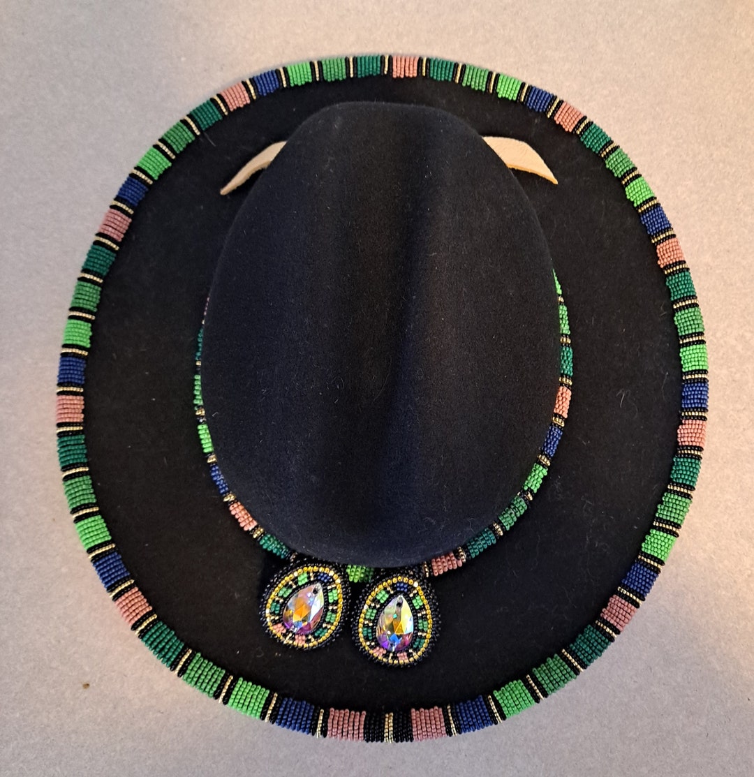 Native American Beaded Hat With Matching Earrings - Etsy