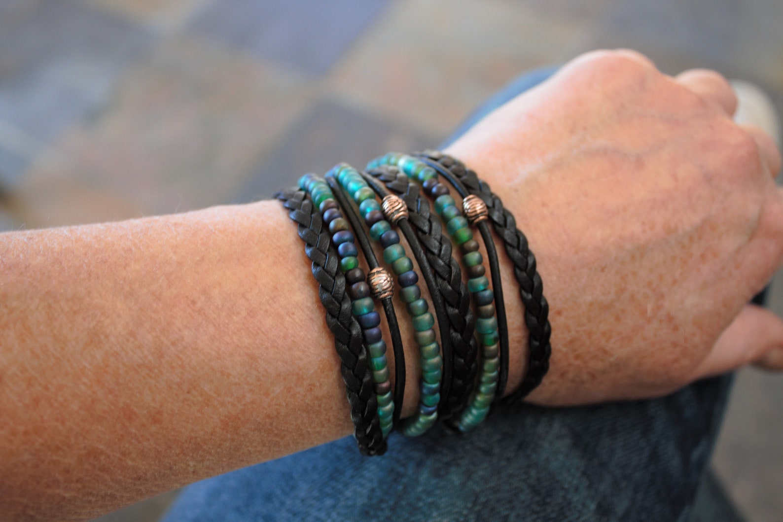 Bracelet Layering Stack Boho Wrap Bracelet Leather - Etsy