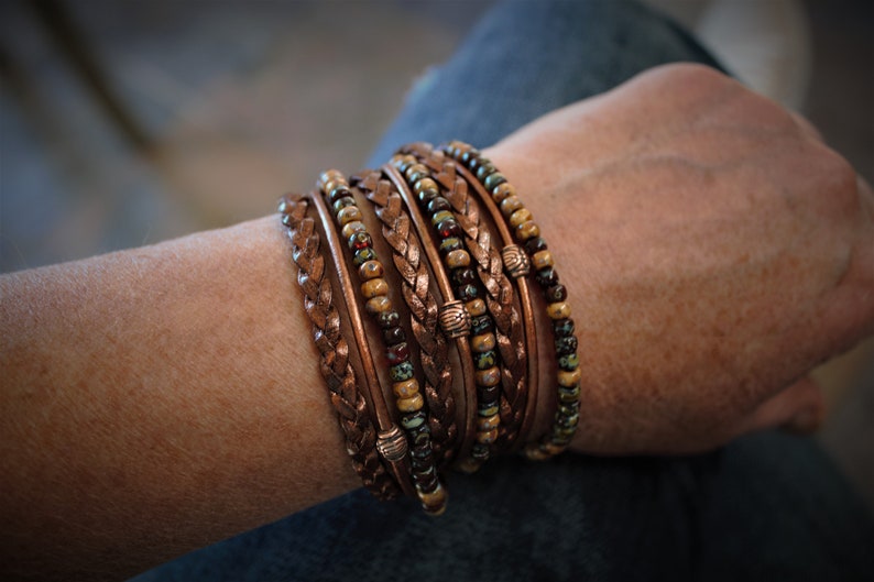Bracelet Layering Stack Boho Wrap Bracelet Leather | Etsy