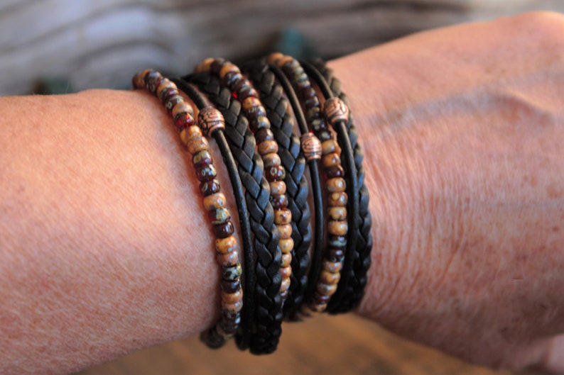 Bracelet Layering Stack Boho Wrap Bracelet Leather - Etsy