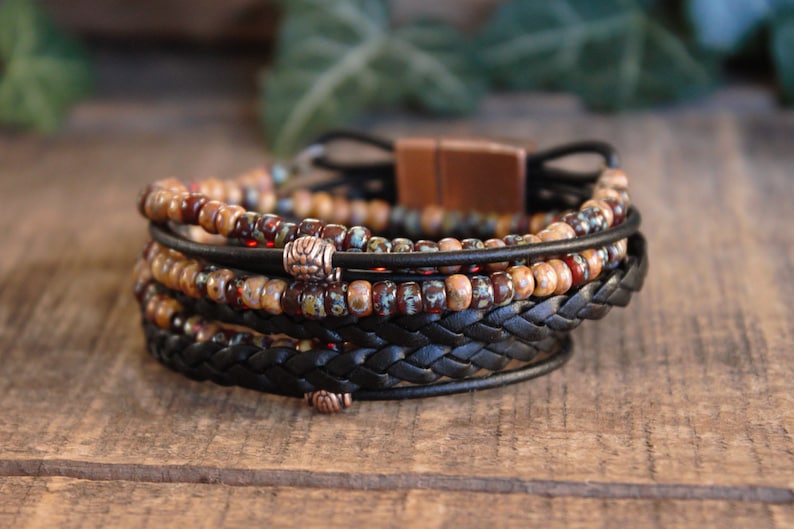 Bracelet Layering Stack Boho Wrap Bracelet Leather - Etsy