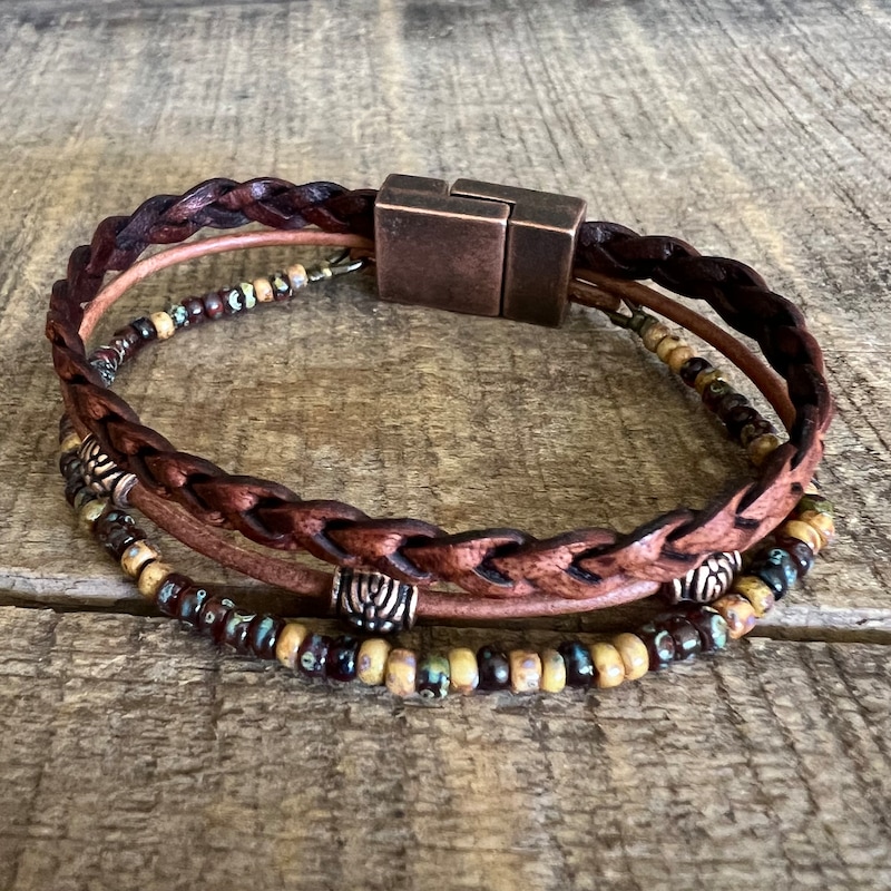 Mens Earthy Wrap Bracelet - Etsy