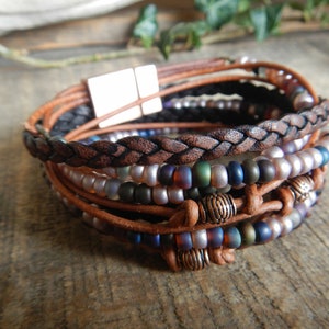 Bracelet Layering Stack Boho Wrap Bracelet Leather - Etsy