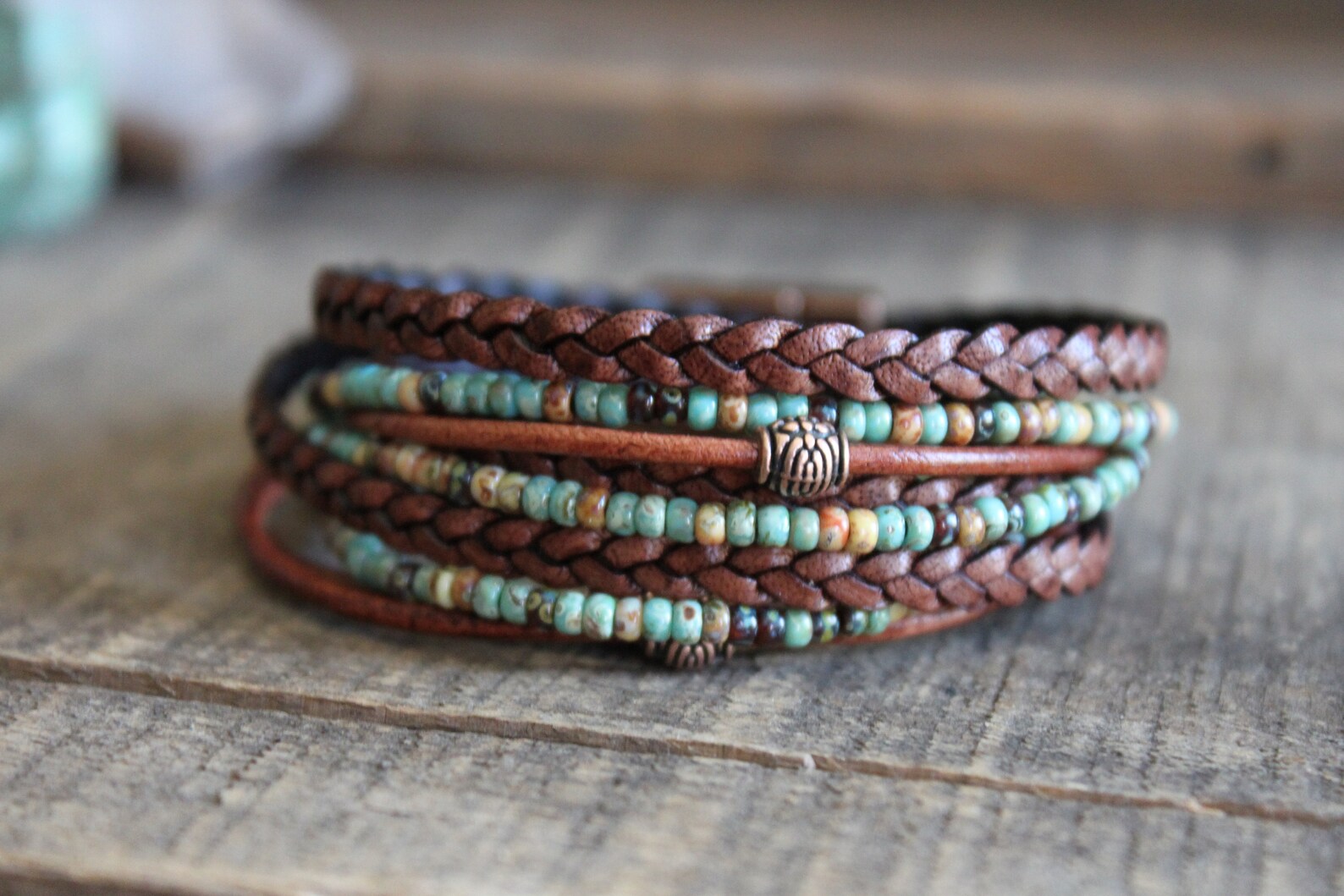 Bracelet Layering Stack Boho Wrap Bracelet Leather | Etsy