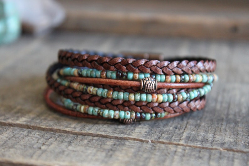Bracelet Layering Stack Boho Wrap Bracelet Leather | Etsy