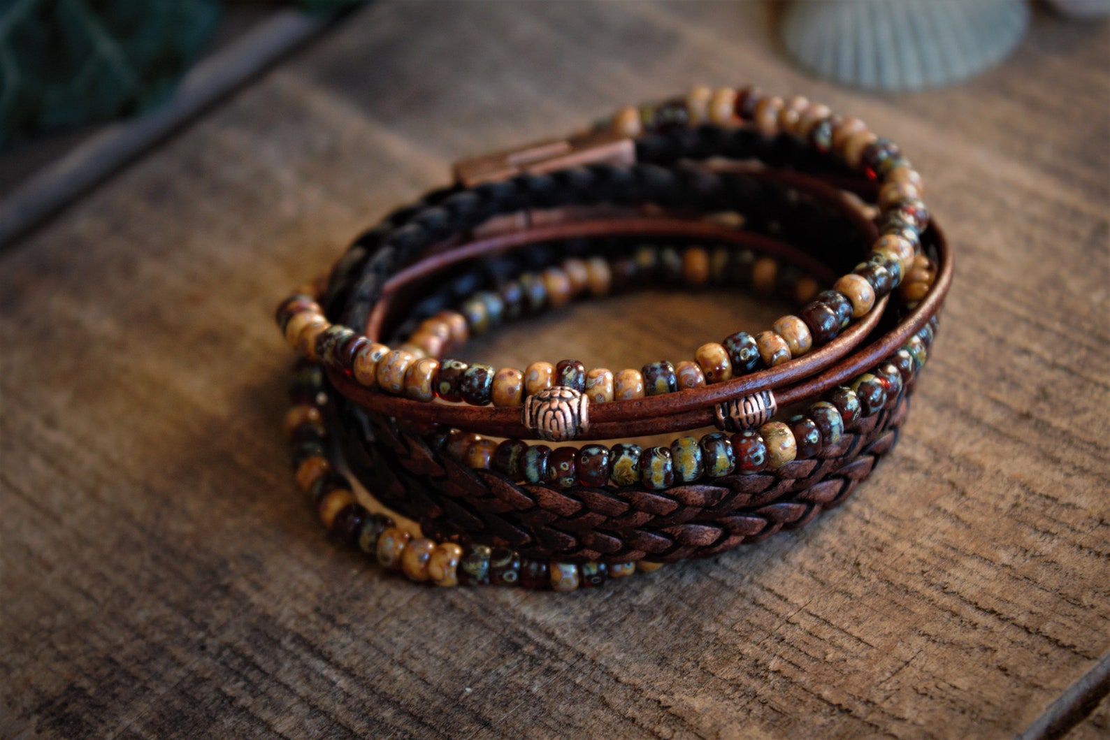 Bracelet Layering stack Boho Wrap Bracelet Leather | Etsy
